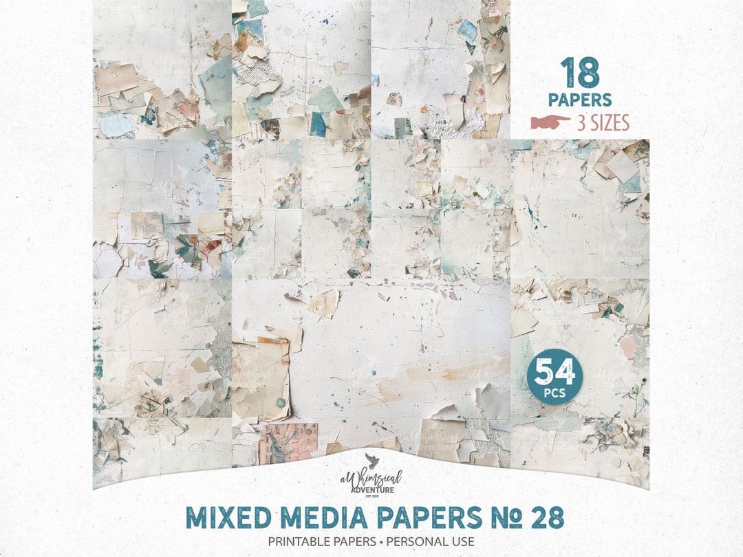 Shabby Grunge Collage Neutral Colors Printable Scrapbook Paper, Digital ...