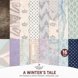 Snow Queen, Winter Patterned Paper Pack, Digital Paper, Instant ...