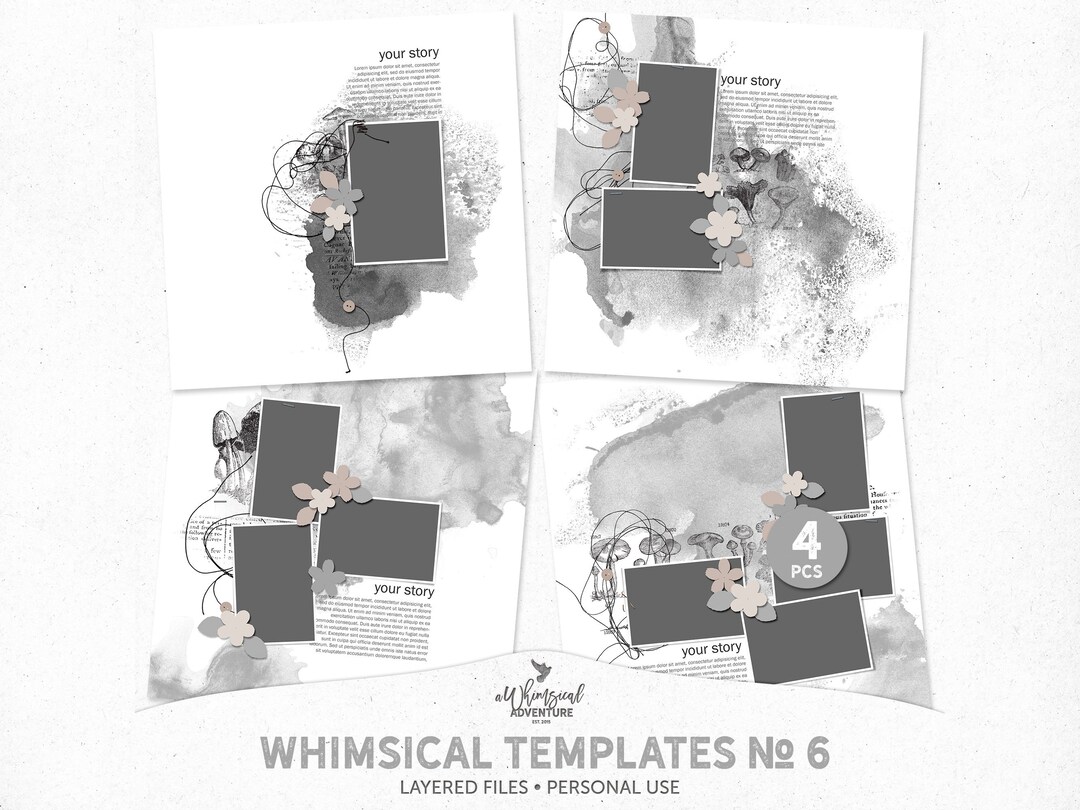 Digital Download Customizable Layered Artistic Scrapbook Layout ...