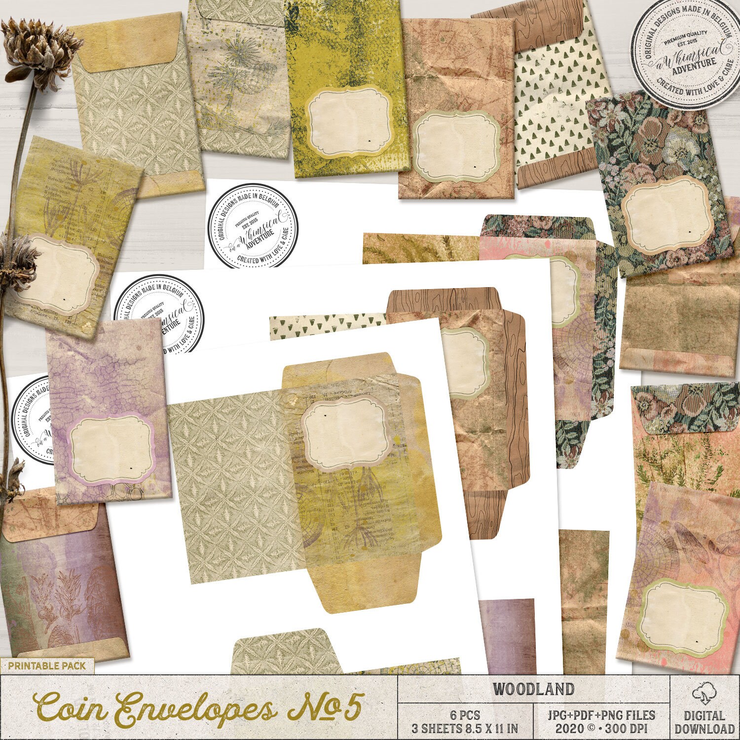Printable Coin Envelopes Junk Journal DIY Paper Bag Digital - Etsy