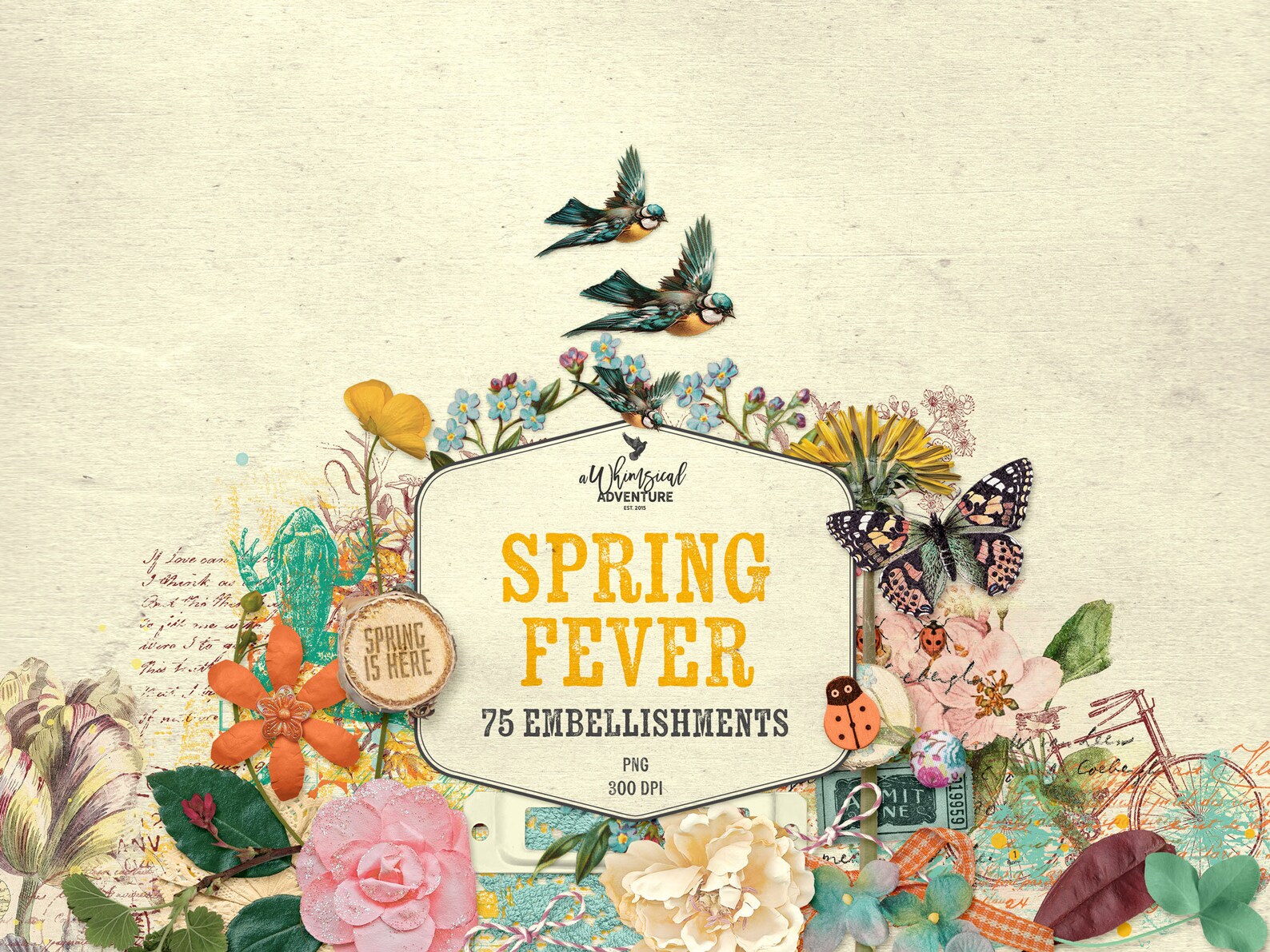 Colorful Spring Themed Clip Art Digital Scrapbooking - Etsy