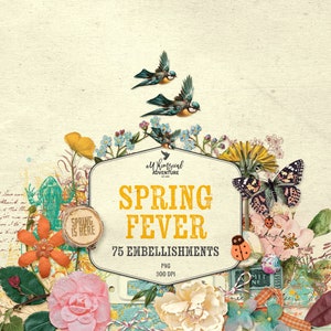 Colorful Spring Themed Clip Art, Digital Scrapbooking Embellishments ...