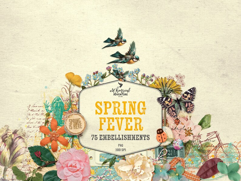 Colorful Spring Themed Clip Art Digital Scrapbooking - Etsy