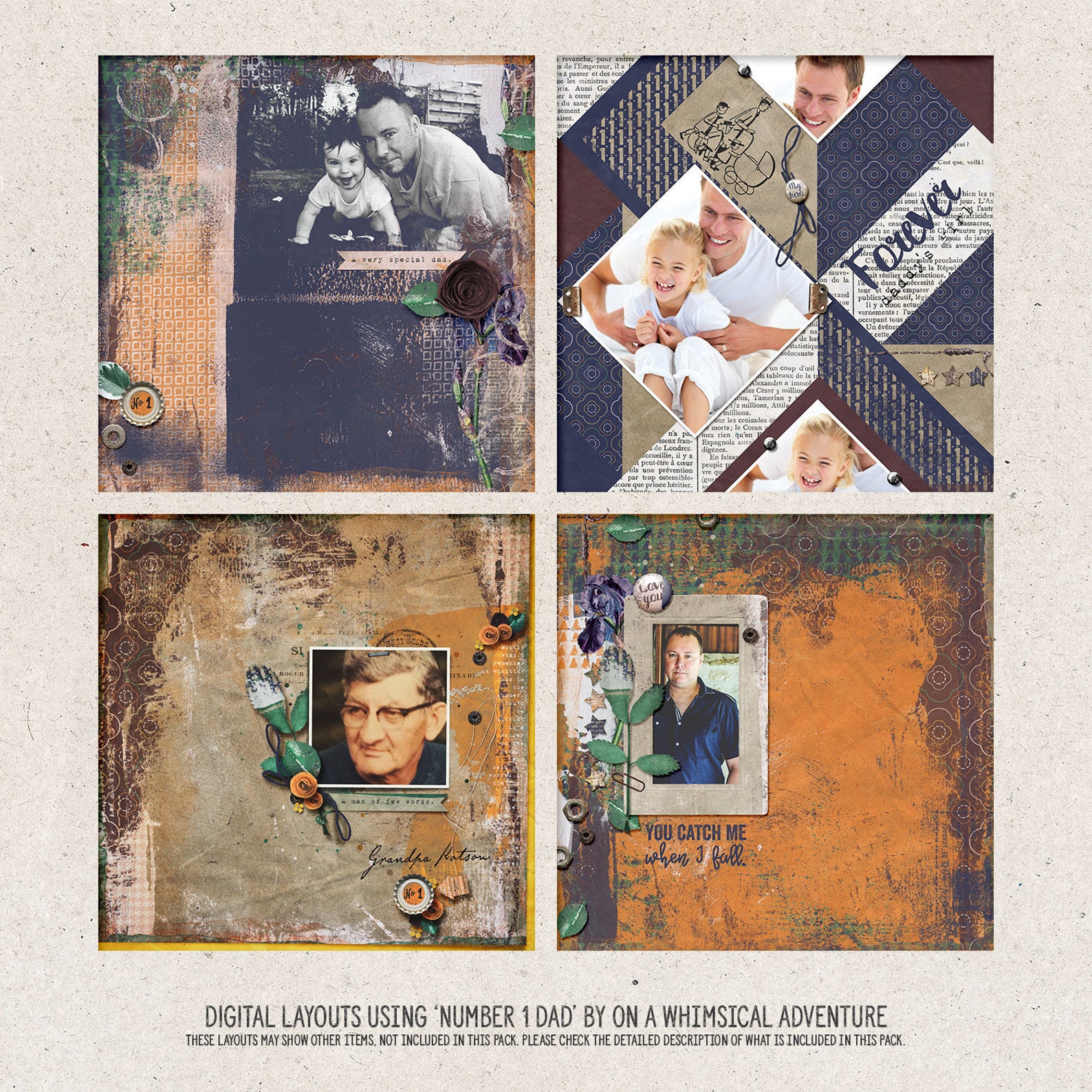 Father's Day Digital Clip Art Digital Scrapbook | Etsy