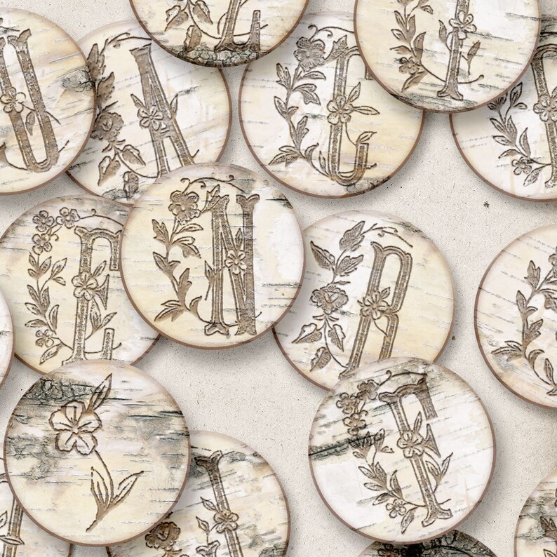 Rustic Wood Chip Alphabet White Birch Wood Slices Carved in - Etsy