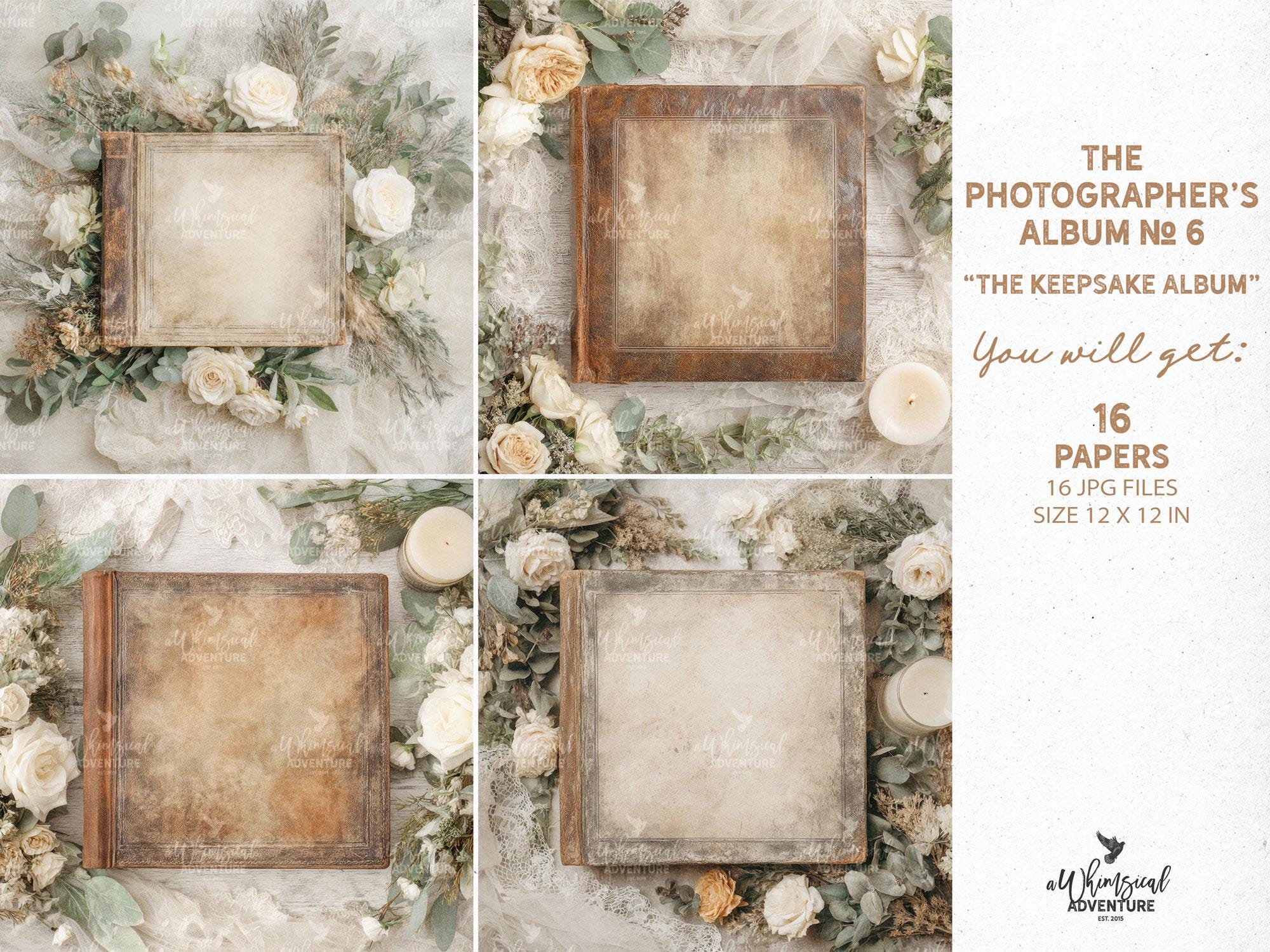 Rustic Wedding Photo Album Scene Paper Backdrop, Digital Download White ...
