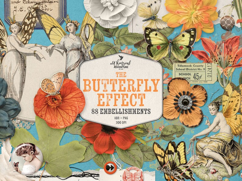 Butterfly Effect Scrapbook Elements Florals and Foliage - Etsy