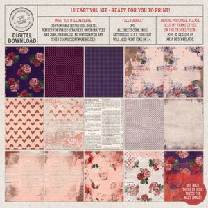 Printable Scrapbook Collage Kit, Valentine's Day Kit, Couple Scrapbook ...