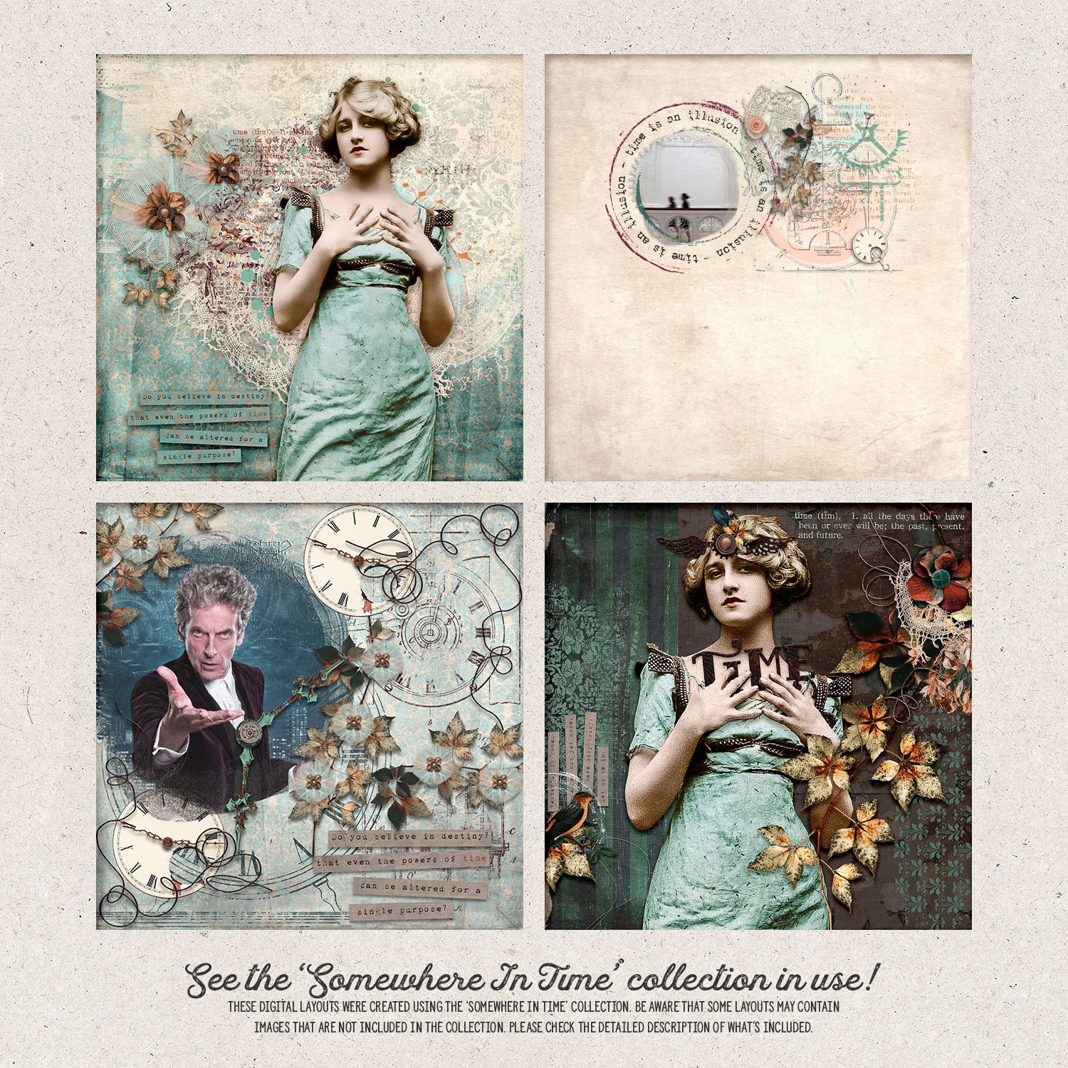Somewhere in Time, Digital Scrapbook Kit, Victorian Style, Vintage ...