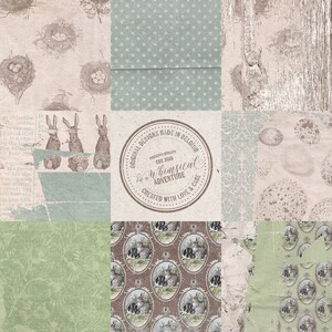 Ostara Scrapbook Paper Shabby Chic Textures Hares and - Etsy