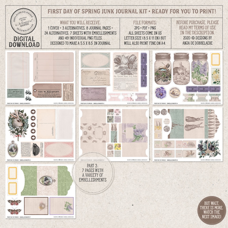 Printable Junk Journal Kit First Day of Spring Digital - Etsy Canada