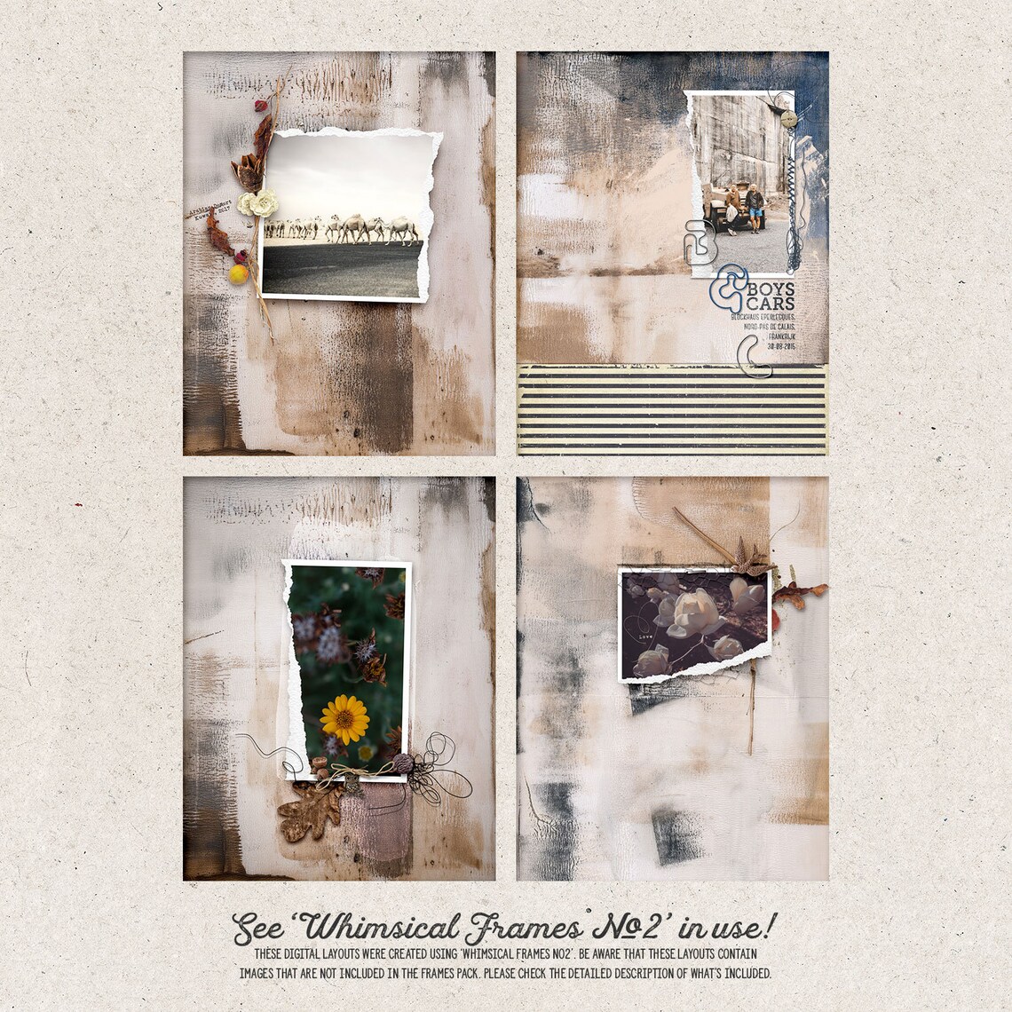 Distressed Frames Picture Frame Set Torn Edges Instant - Etsy