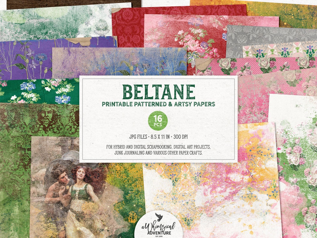 Beltane Printable Papers, Wheel of the Year, Mixed Media, Digital ...