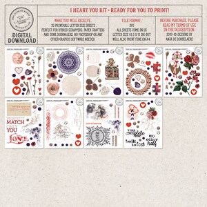 Printable Scrapbook Collage Kit, Valentine's Day Kit, Couple Scrapbook ...