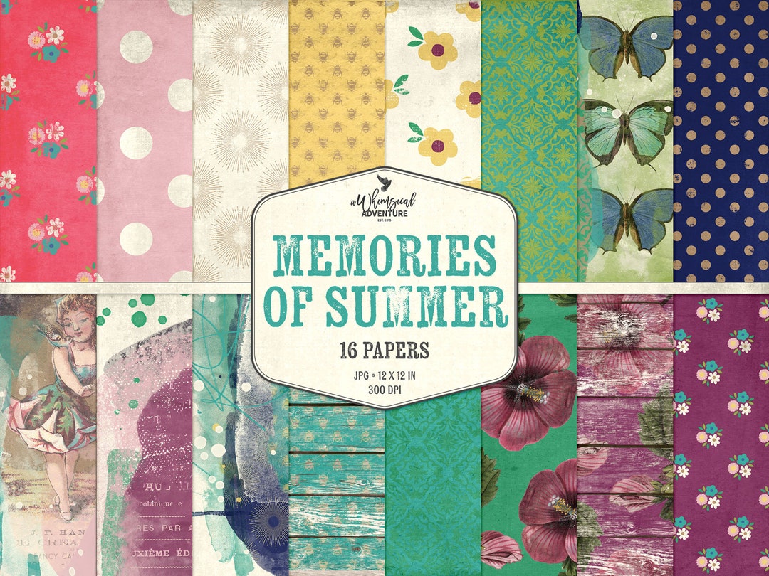 Tropical Flowers and Leaves Digital Paper Pack Fruity - Etsy