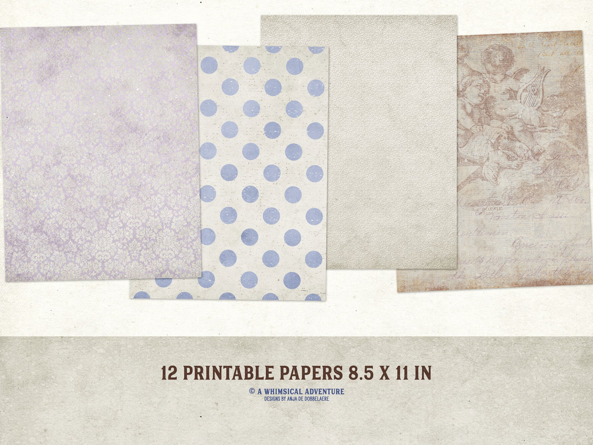 Periwinkle Poetry Shabby Chic Printable Paper Mixed Media - Etsy