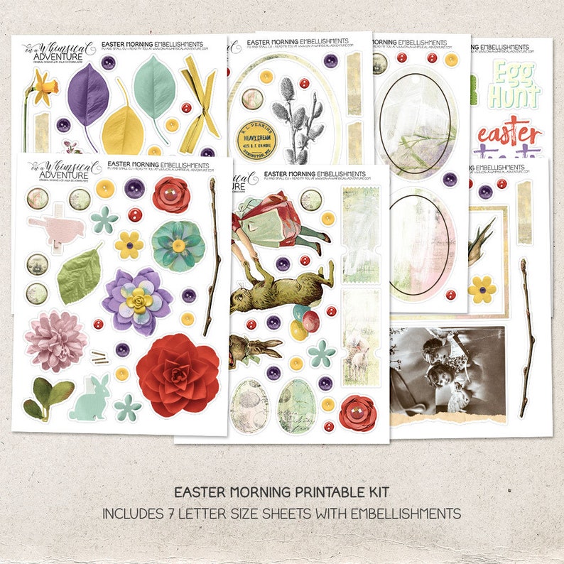 Easter Printable Stickers Letter Size Paper Scrapbook Kit - Etsy