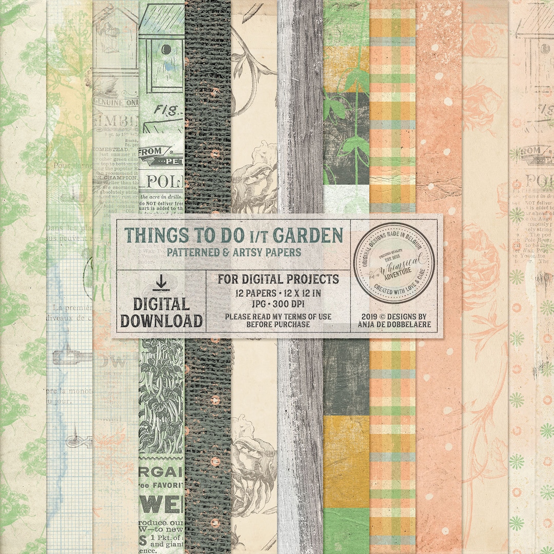 Botanical Floral Paper Pack, in the Garden, Instant Download, Digital ...
