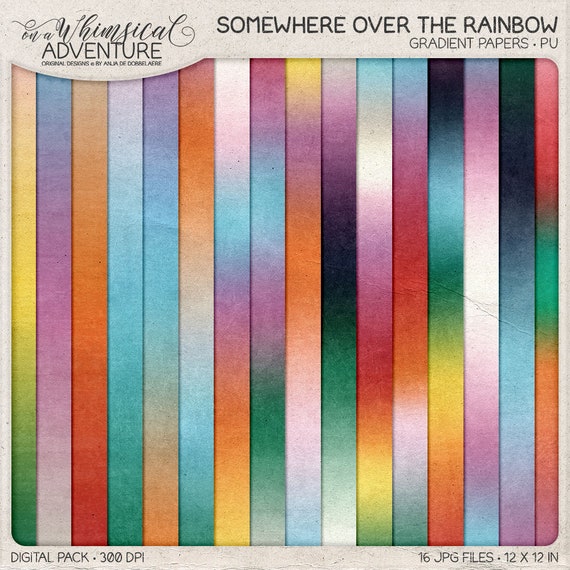 Rainbow digital scrapbooking papers digital download wizard | Etsy