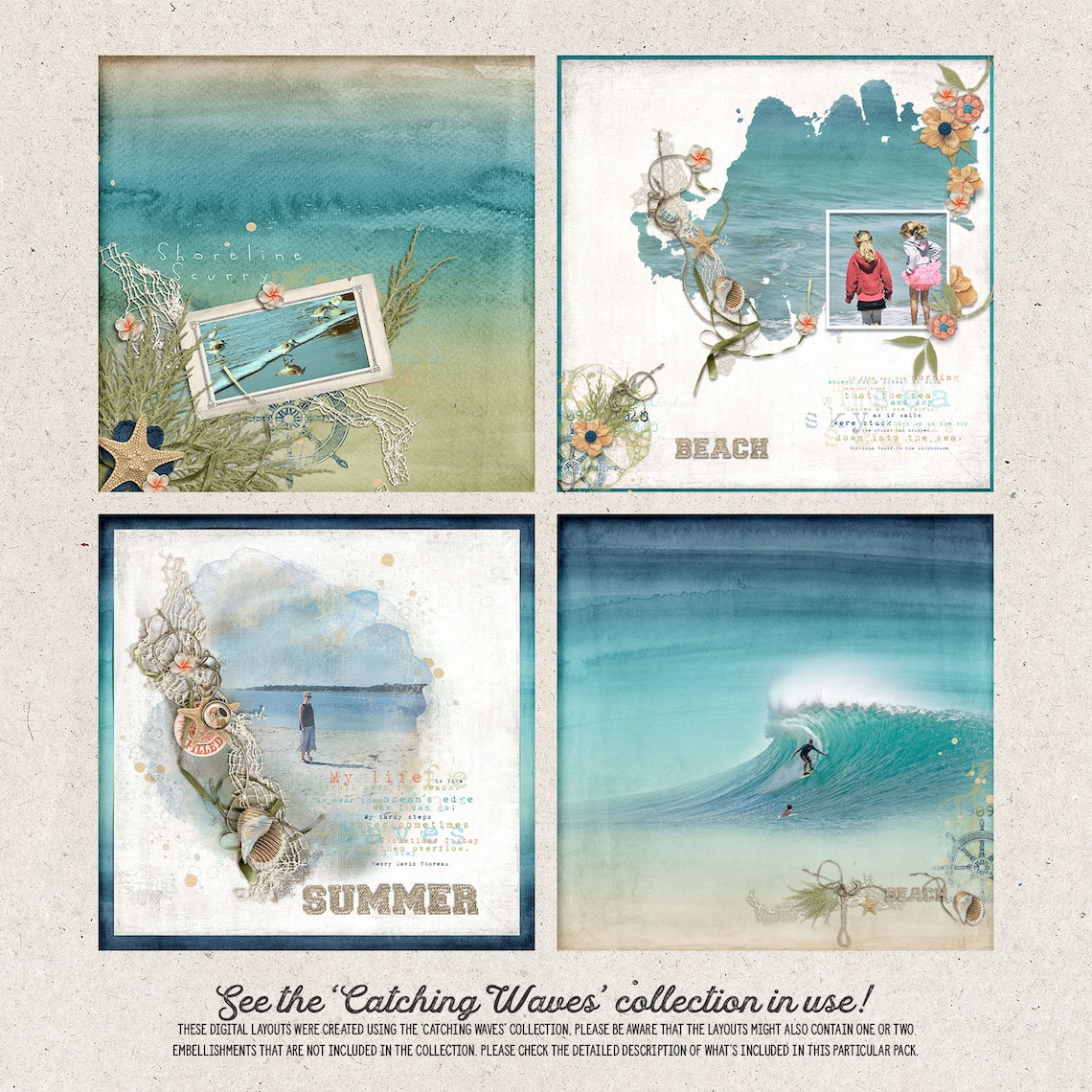 Summer Clipart Beach Vacation Sea Shore Beach Photo Album - Etsy