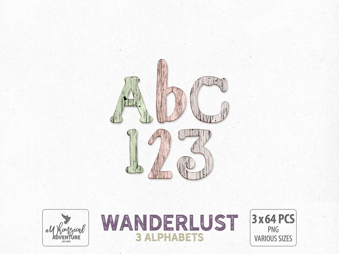 Shabby Wooden Alphabet, Digital Travel Alpha, Instant Download ...