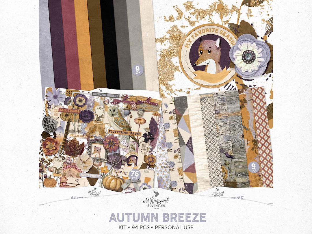 Autumn Decor, Scrapbook Kit, Craft Kit, 12x12 Papers, Fall Colors ...
