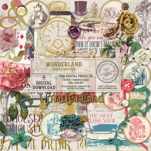 Alice in Wonderland, Scrapbook Kit, Digital Scrapbooking, Scrapbook ...