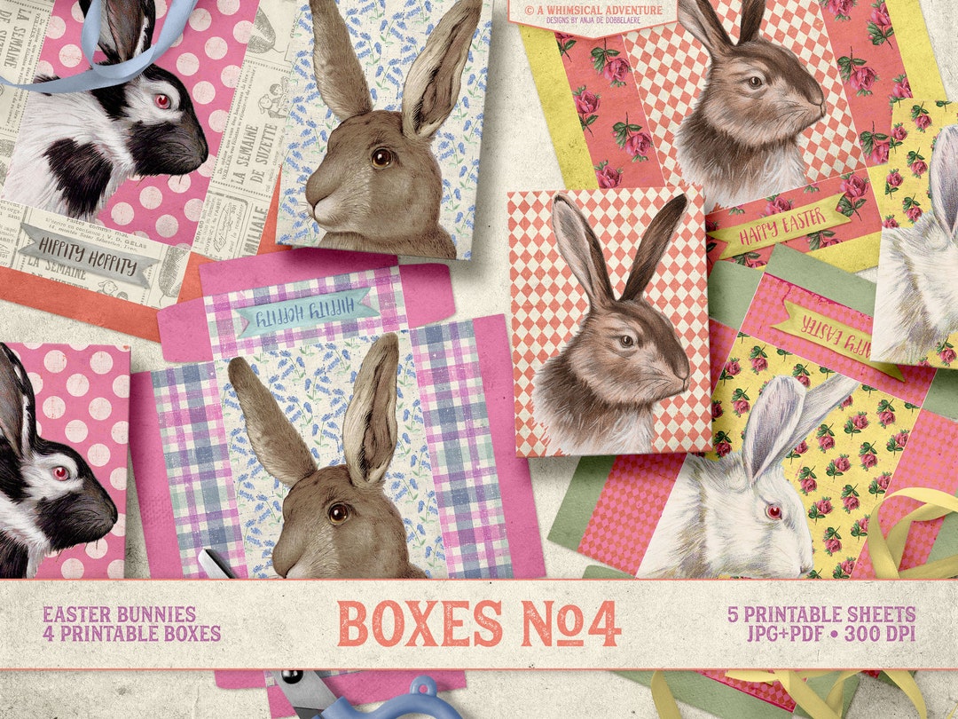 Printable Easter Bunny Gift Boxes, Easter Party Printables, DIY Pastel ...