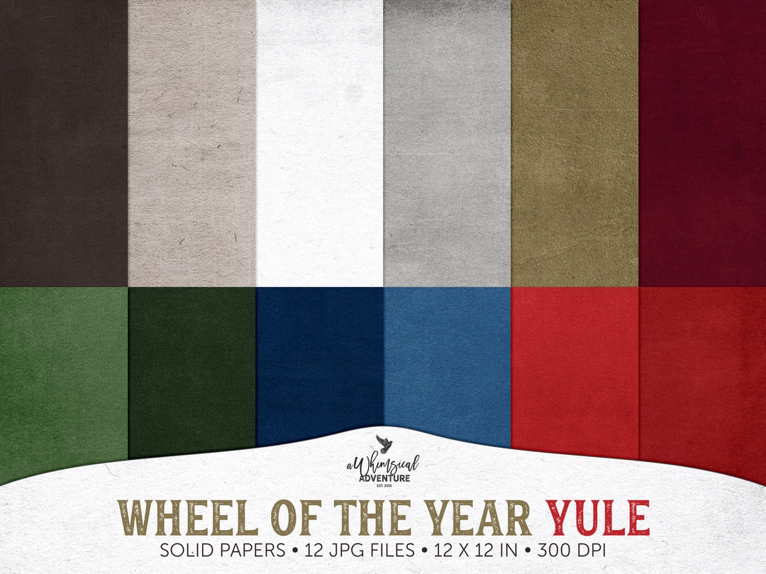 Yule Wheel of the Year Digital Scrapbook Paper, Winter Solstice Rustic ...