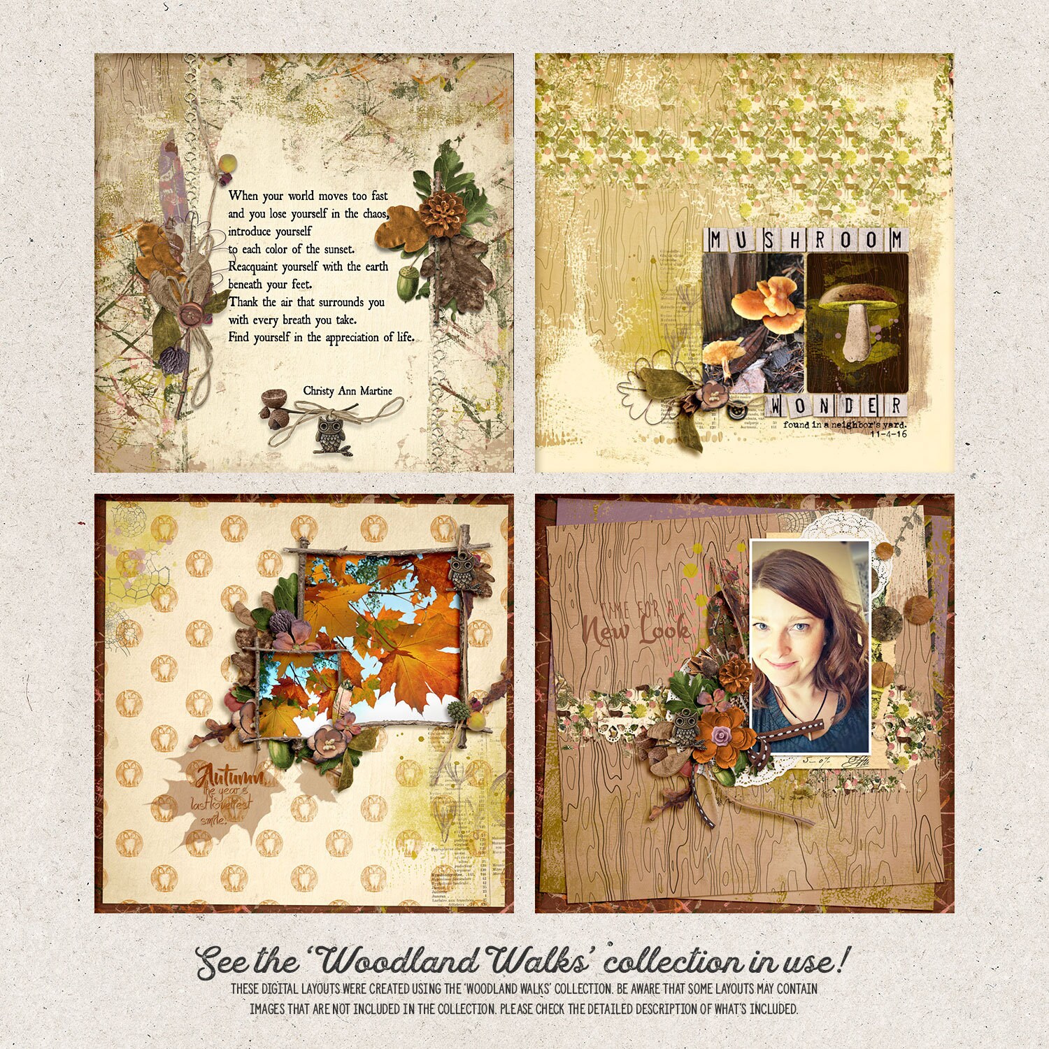 Botanical Pattern, Nature Inspired, Woodland Digital Paper, Autumn ...