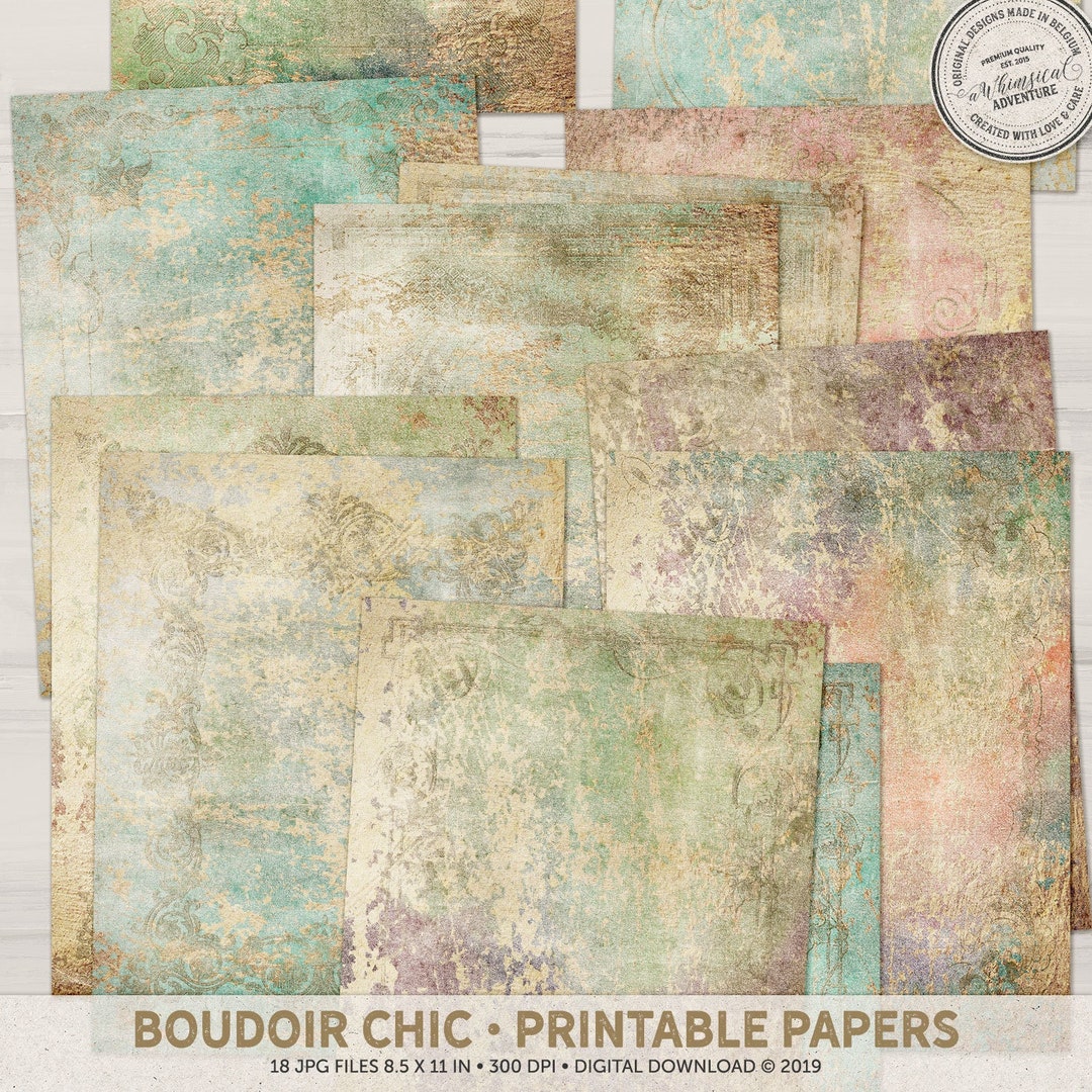 Digital Papers, Printable Letter Size, Rose Gold, Shabby Chic, Vintage ...