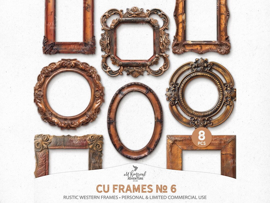 Rustic Western Decor Picture Frames PNG Clipart Files, Digital Download ...