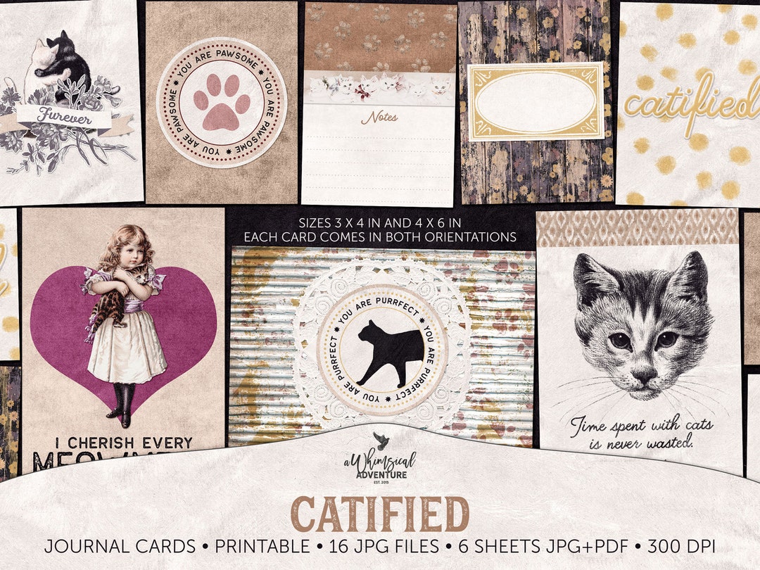 Printable Cats Kitten Journal Cards Collage Sheets, Digital Download ...