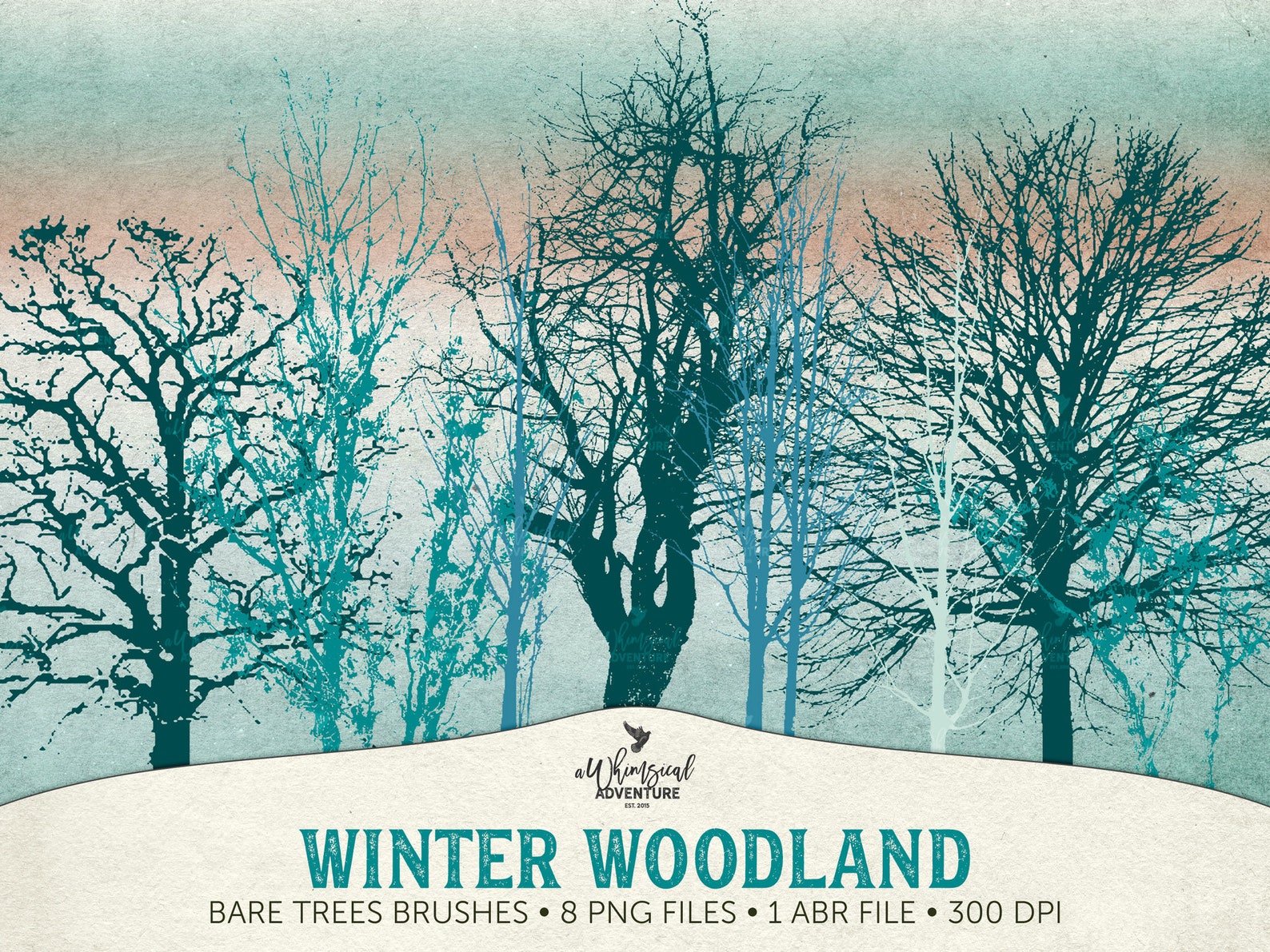 Tree Digital Stamps Photoshop Brushes Winter Trees Stamps - Etsy