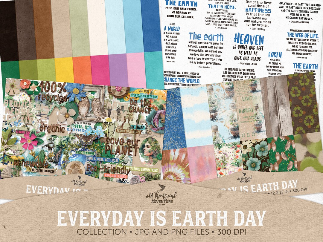 Everyday is Earth Day Money Saving Digital Scrapbooking Bundle, Mixed ...
