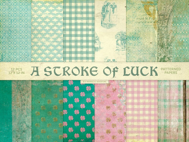 A Stroke of Luck Digital Paper Printable Shamrock Scrapbook - Etsy