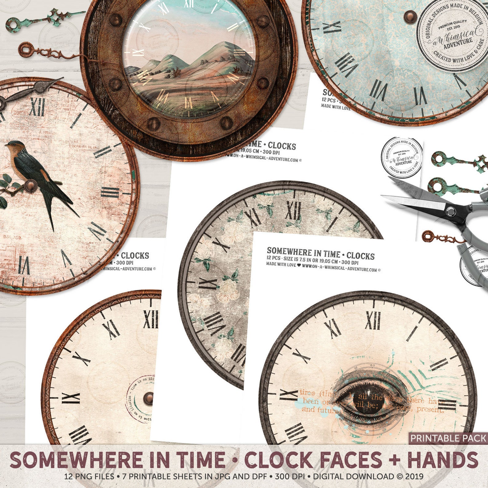 Clock Faces Kit Steampunk Clock Faces Printable DIY Clocks - Etsy