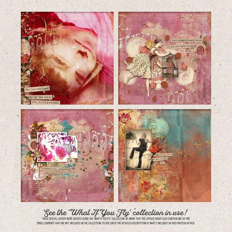 Digital Autumn Scrapbook Paper, Colorful Vintage Floral Patterned Paper ...