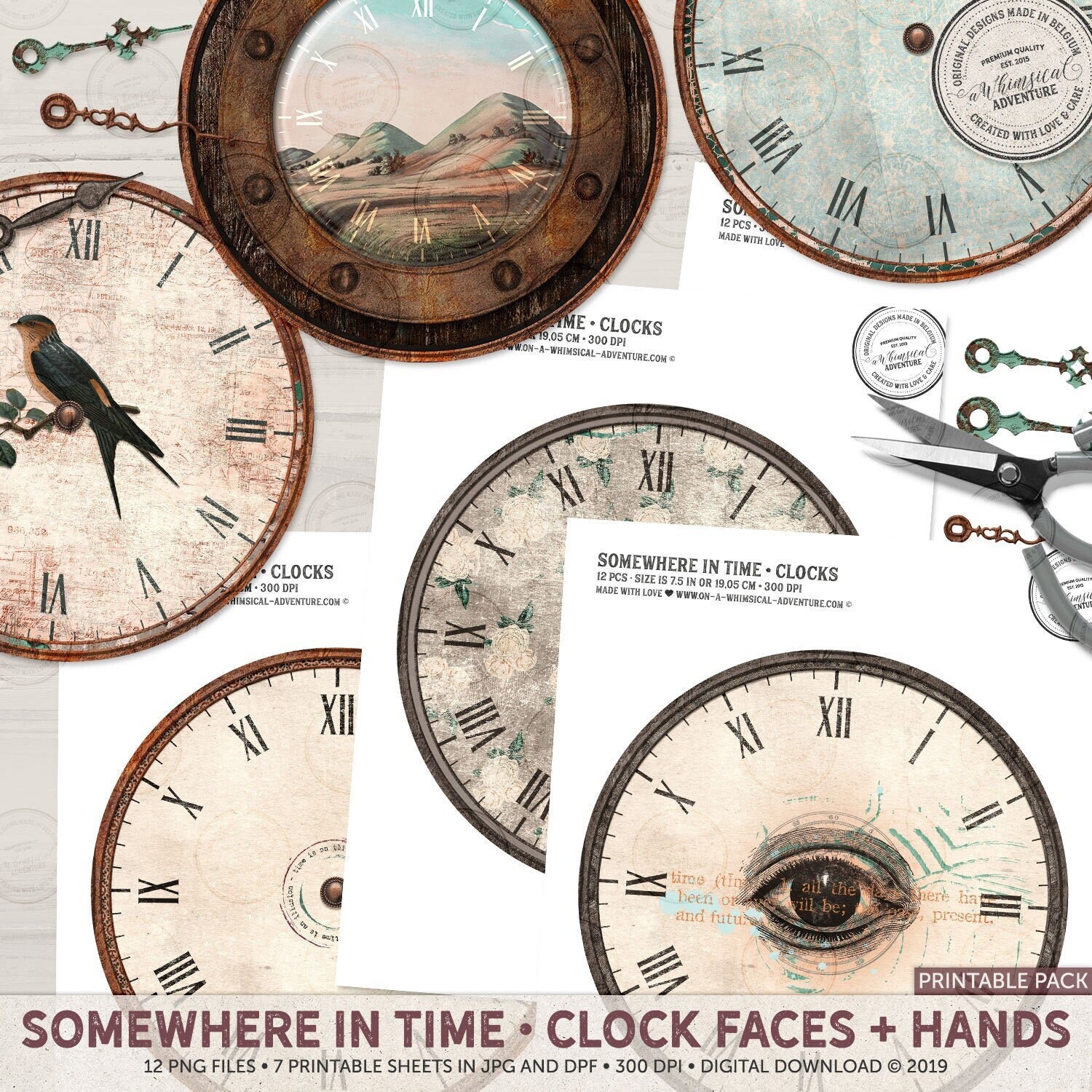Clock Faces Kit Steampunk Clock Faces Printable DIY Clocks - Etsy