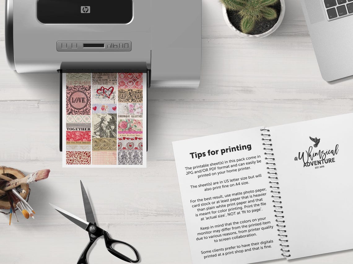 Printable Romantic Collage Paper Strips - Vintage Style Ephemera ...