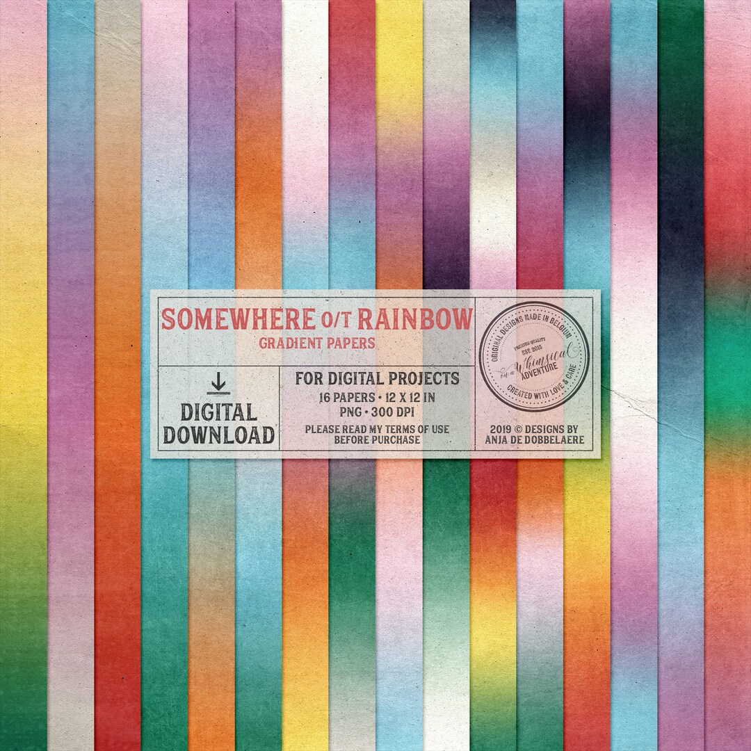 Rainbow Digital Scrapbooking Papers, Colorful Scrapbooking, Gradient ...