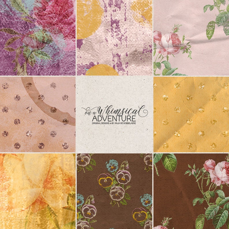 Romantic Floral Paper Pack Rose Pattern Valentine's Day - Etsy