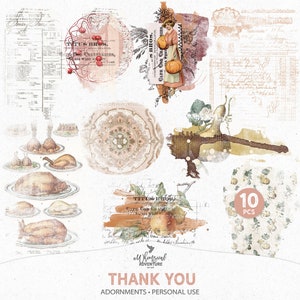 Thanksgiving Clip Art, Digital Mixed Media Overlays, Instant Download ...