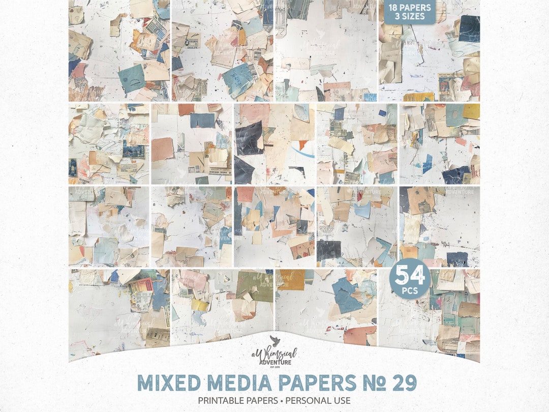 Shabby Grunge Collage Neutral Colors Printable Scrapbook Paper, Digital ...