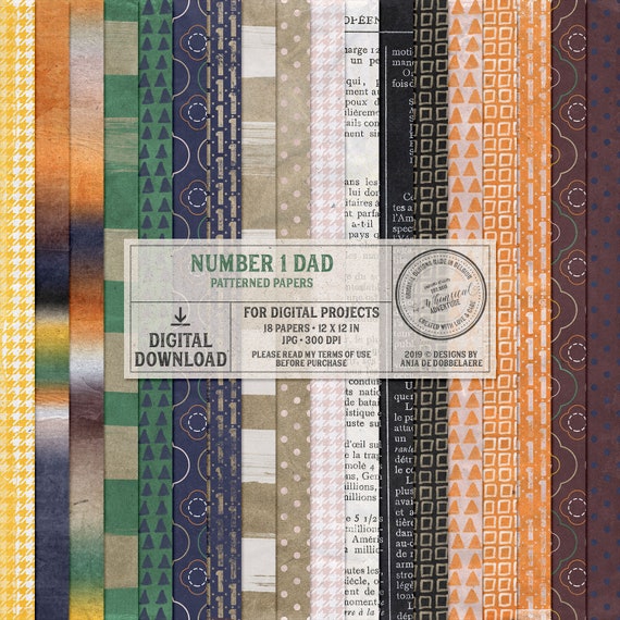 Father's Day Digital Papers Patterns Scrapbooking | Etsy