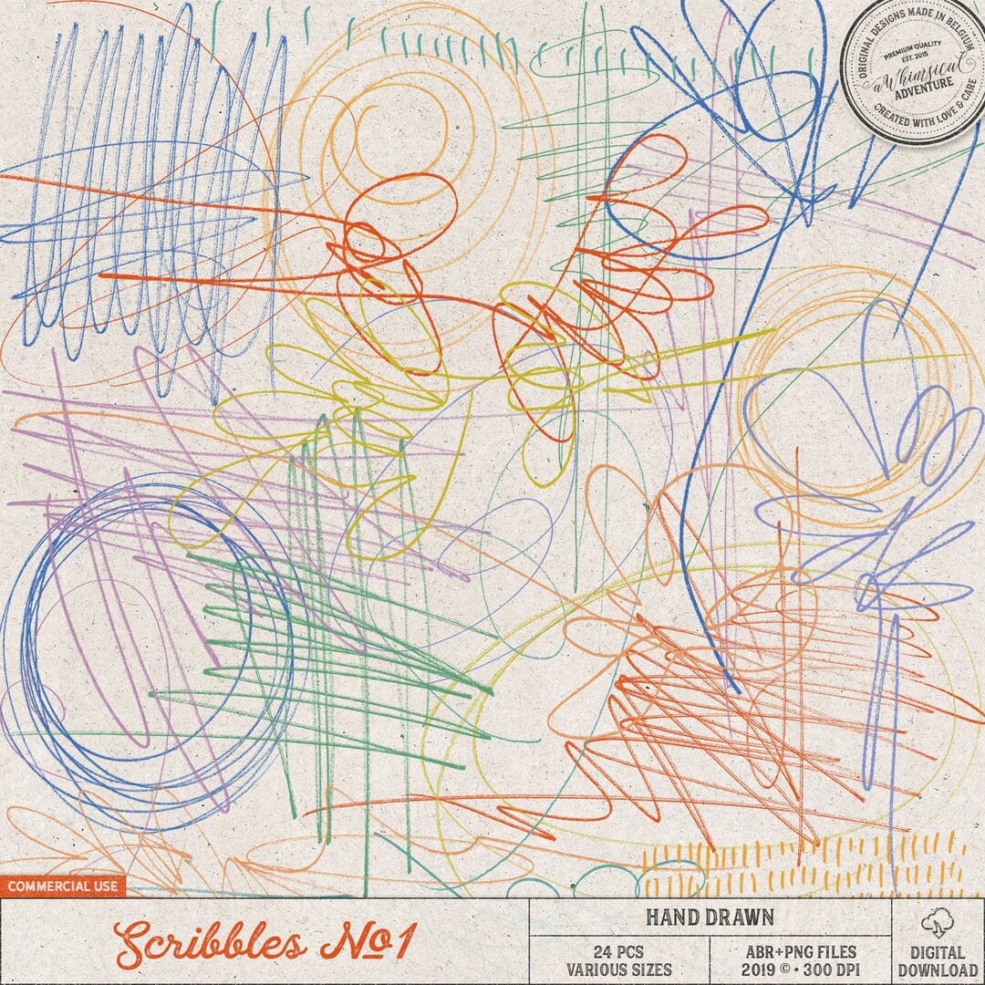 Hand Drawn Scribbles, Brushes Photoshop, Commercial Use OK, Instant ...