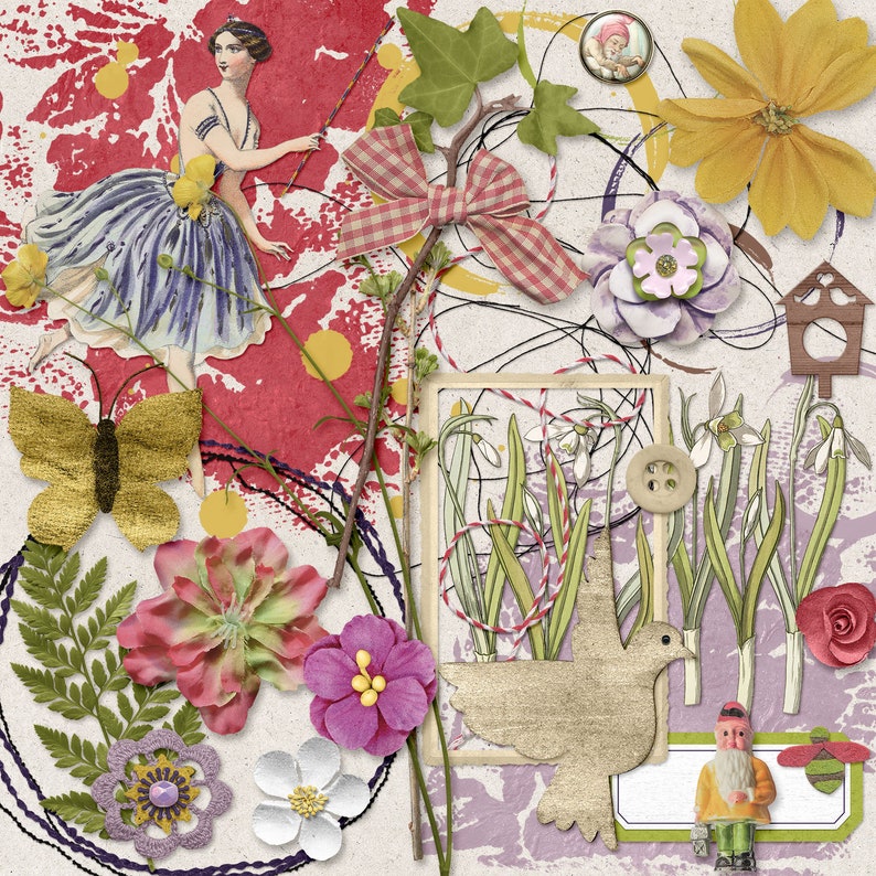 Spring Themed Clip Art Instant Download For Scrapbooking | Etsy