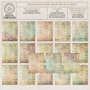Digital Papers, Printable Letter Size, Rose Gold, Shabby Chic, Vintage ...