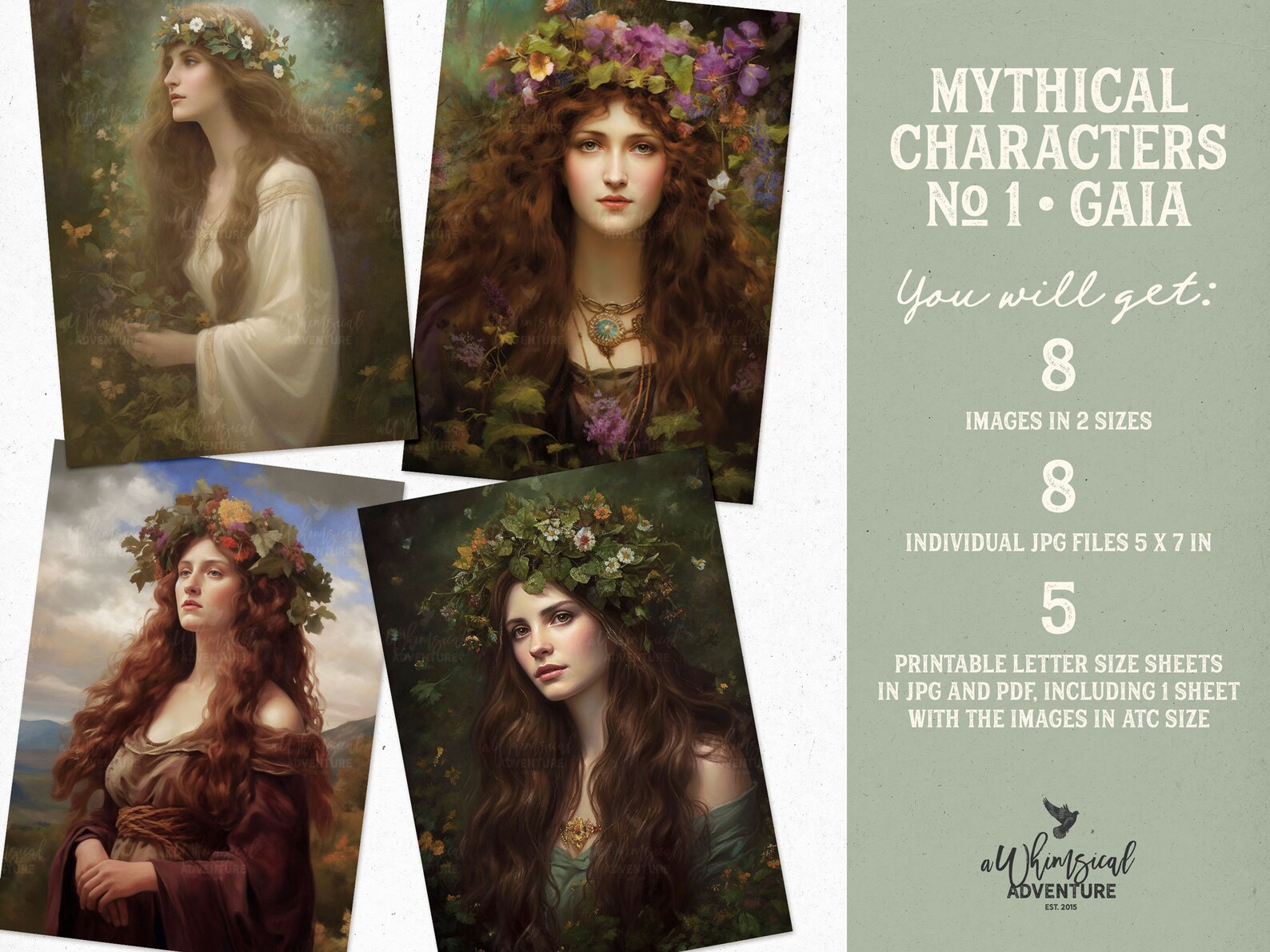 Gaia Mother Earth Greek Mythology Printable Junk Journal Ephemera Pack ...