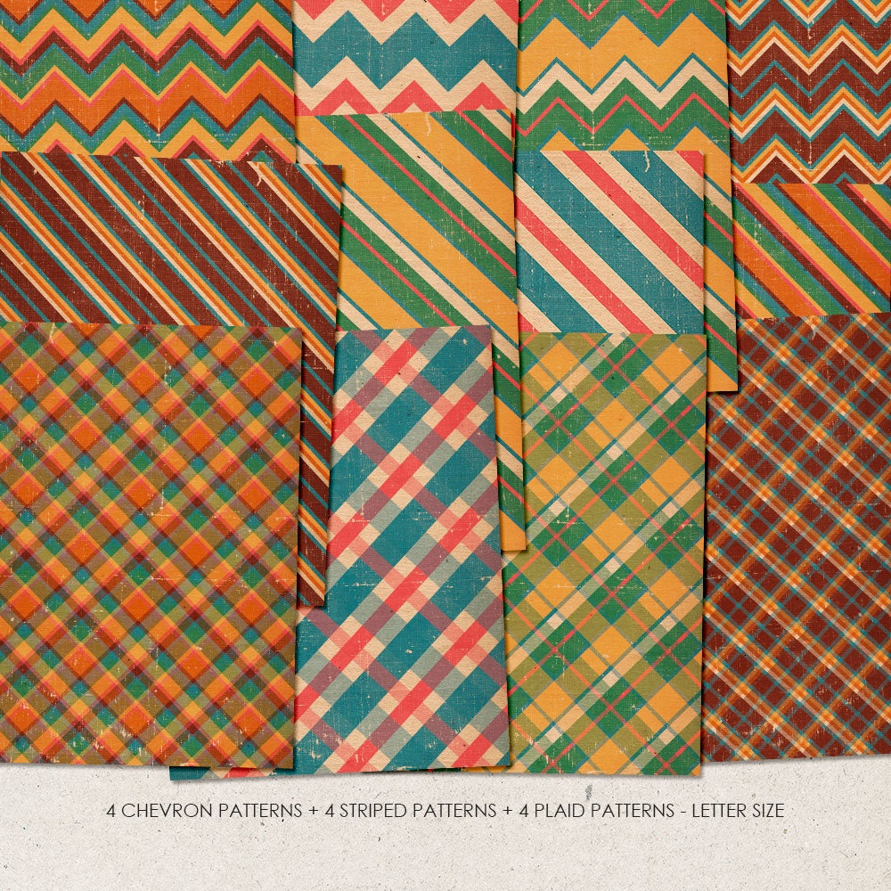 Scrapbook Paper Printable Letter Size Fall Colors Geometric | Etsy